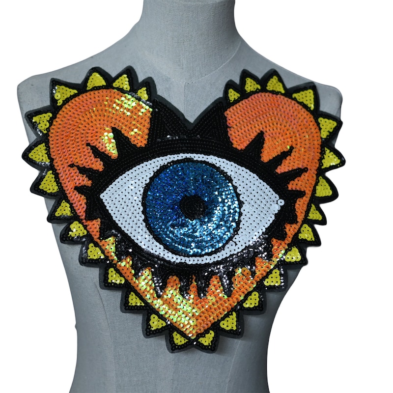Evil Eye Heart Sequin Patch - Etsy