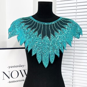 Luxury Gold Silver Black Lace Collar, Beaded Collar Patch, Neckline ...