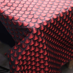 Red Fish Scale Fabric, Vintage Embossed Jacquard Scallops Fabric for ...