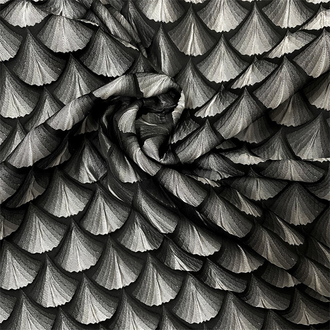 Sea Shell Pattern Fabric, Solid Fish Scale Jacquard Fabric, Winter ...