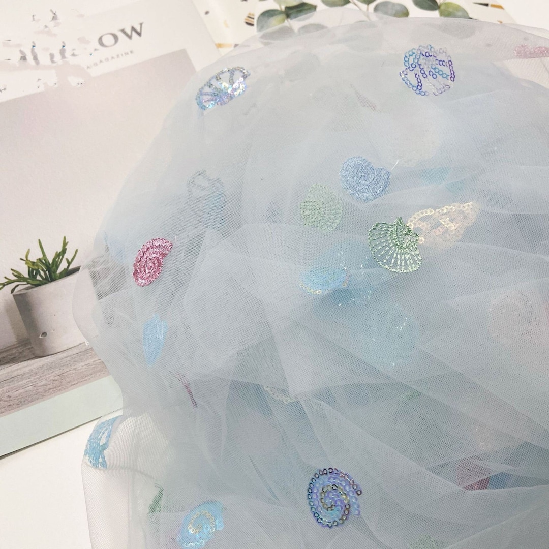 Scallop Sequins Fabric, Conch Fabric, Sheer Fabric, Child Fabric ...