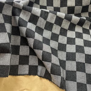 Check Plaid Blue Denim Fabric, Thick Washed Tartan Denim Fabric ...