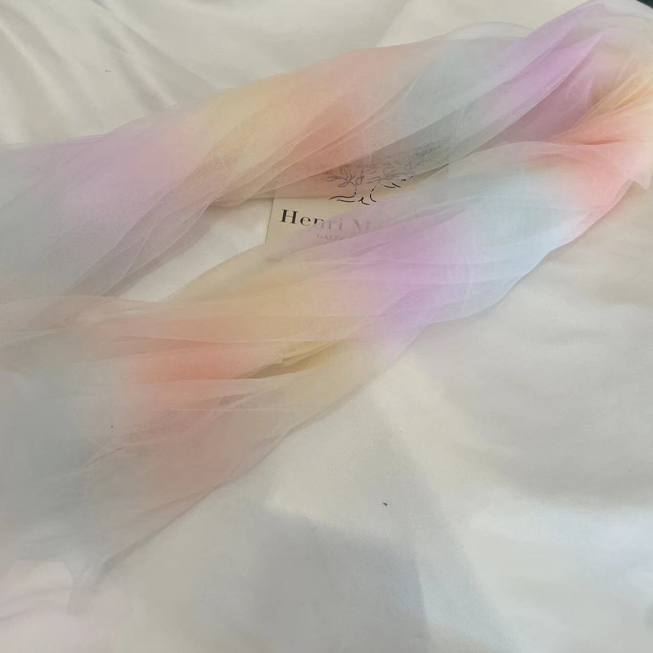 Rainbow Tulle Fabric Illusion Ombre Tulle Lace Fabric for Prom Dress ...