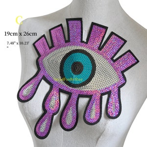 Evil Eye Applique, Sequins Celestial Star Eye Patch, Teadrops Eye Patch ...