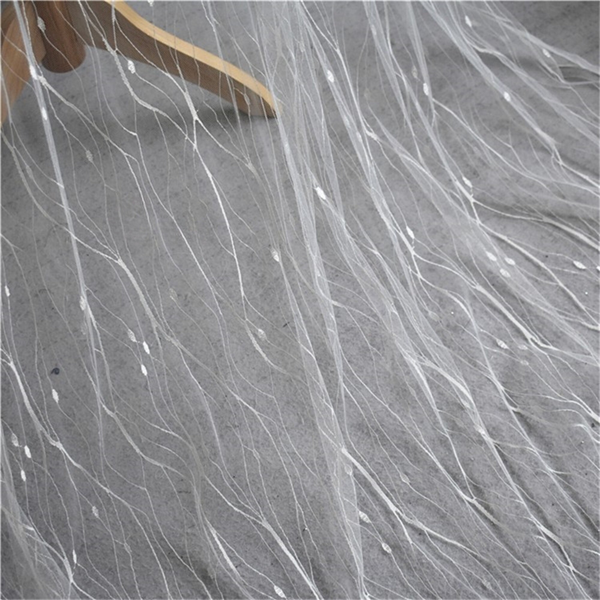 Irregular Branch Mesh Lace Fabric, Embroidery Lightning Dot Lace Fabric ...