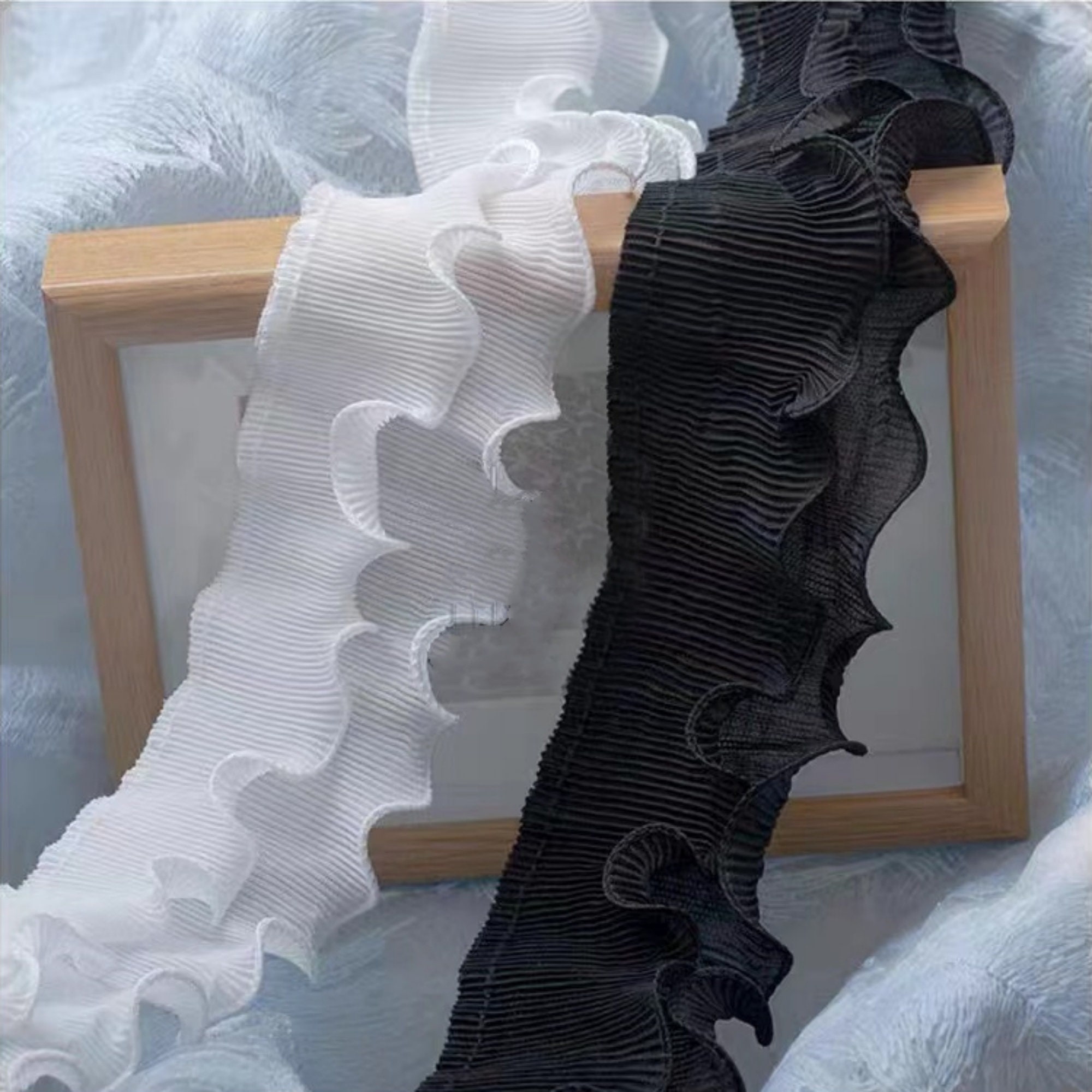 24 Colors Chiffon Ruffle Lace Trim, Stretch Ruffle Lace, 2 Layers ...