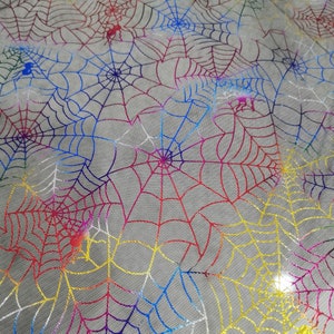 Gold Spider Web Printed Lace Fabric, Halloween Mesh Tulle Fabric for ...