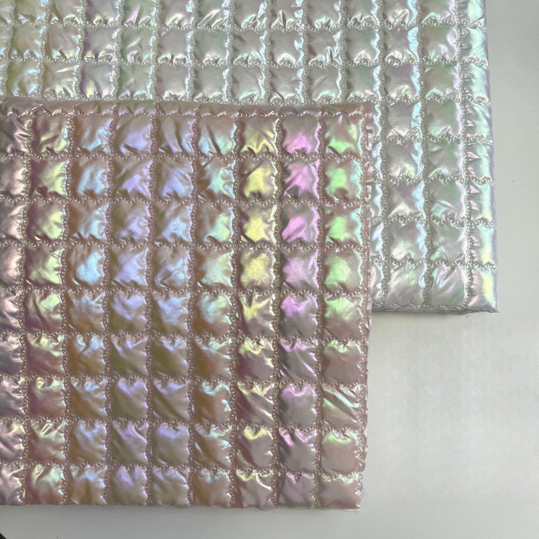 Shiny Iridescent Laser Checkered Quilted Fabric, Magic Glossy Quilted ...