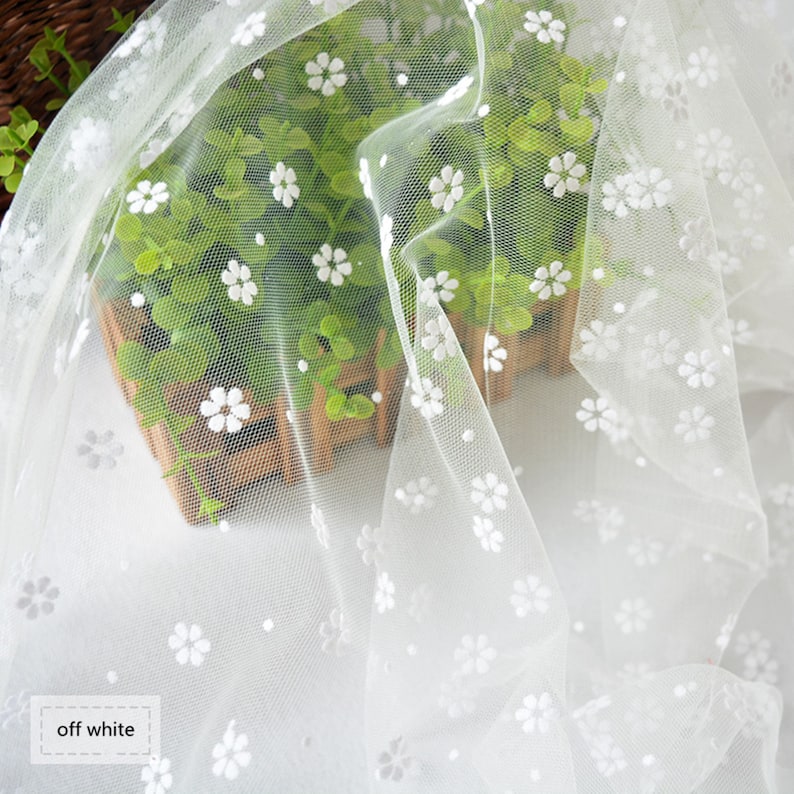 10 Colors Soft Tulle Fabric Flocking Floral Dot Lace Fabric - Etsy