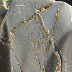 Luxury Gold Leaf Embroidered Jacquard Fabric, Embossed Leaf Fabic ...