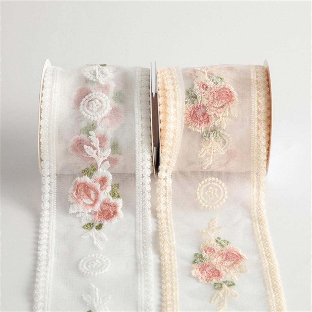 Pretty Embroidered Flower Patch Tulle Lace Trim for Lingerie, Collar ...