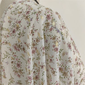 Fresh Wildflowers Floral Printed Chiffon Lace Fabric, Floral Chiffon ...