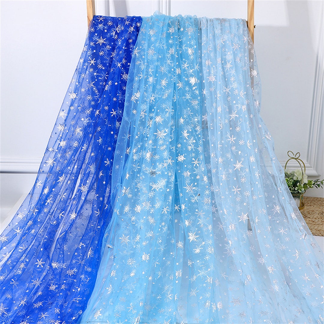 Frozen Print Silver Snowflake Tulle Lace Fabric for Girl Cape, Backdrop ...