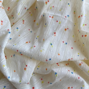 Light Yellow Jacquard Cotton Fabric, Colorful Wildflowers Print Fabric ...