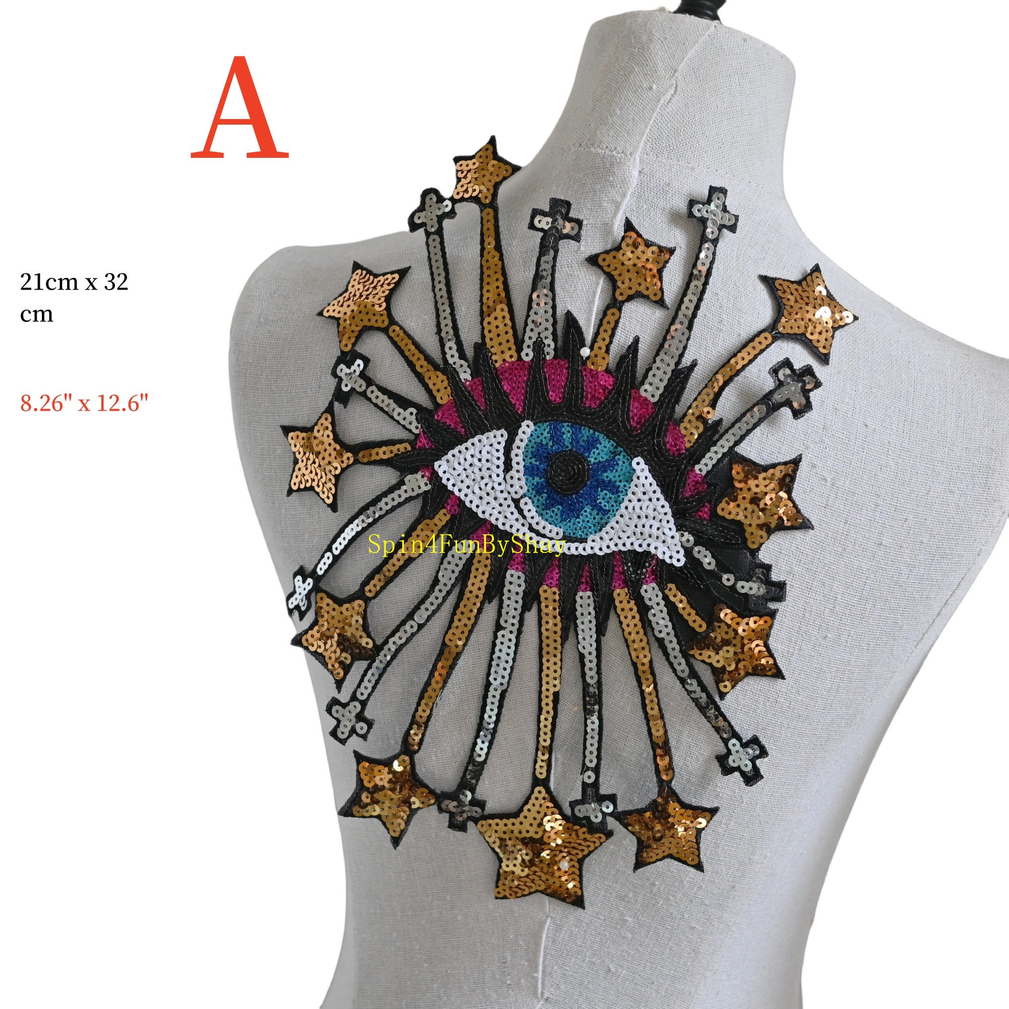 Evil Eye Applique, Sequins Celestial Star Eye Patch, Teadrops Eye Patch ...