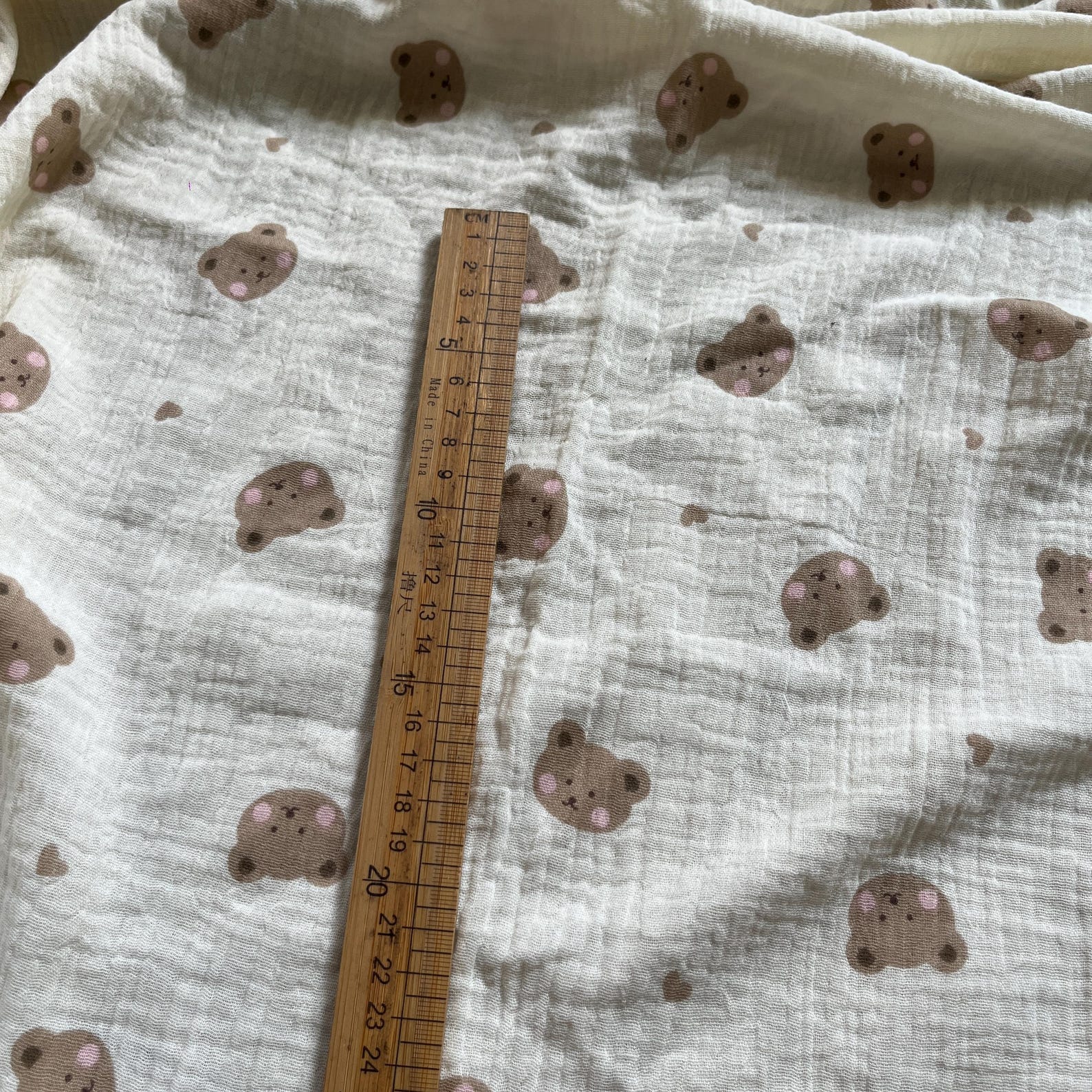 Adorale Blush Bear Gauze Cotton Fabric, Cotton Double Gauze Fabric ...