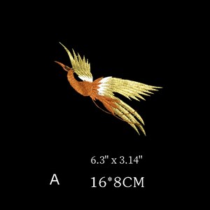 Gold Embroidery Flying Bird Sew on Applique Patch, Birds Embellish ...