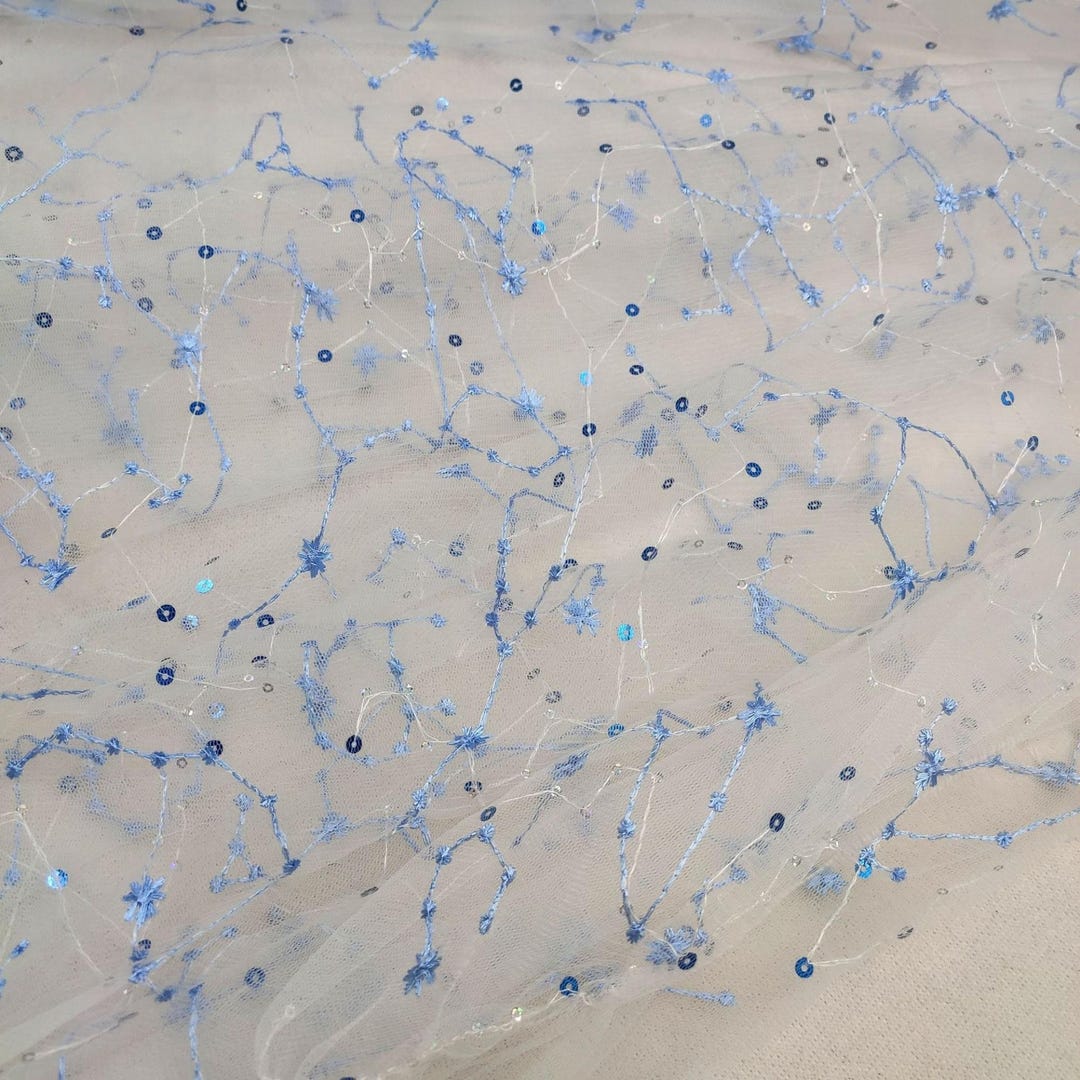 Unique Constellation Star Embroidery Lace Fabric, Sequins Tulle Lace ...