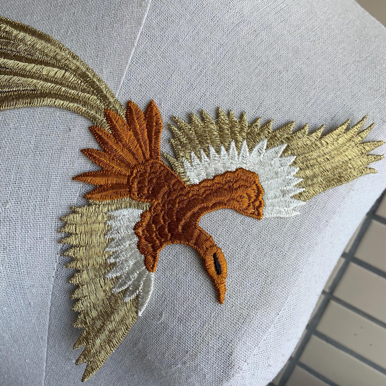 Gold Embroidery Flying Bird Sew on Applique Patch, Birds Embellish ...
