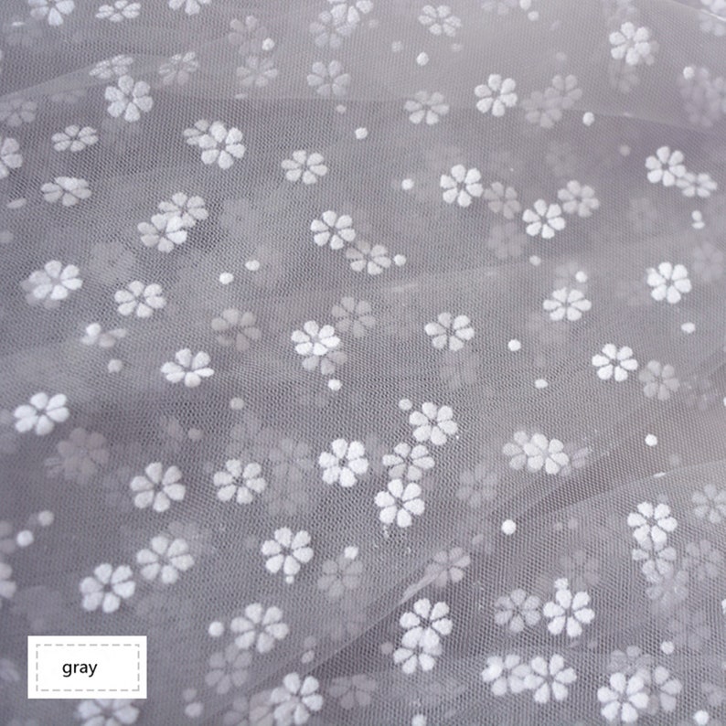 10 Colors Soft Tulle Fabric Flocking Floral Dot Lace Fabric - Etsy