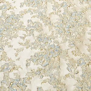 Luxury Gold Blue Floral Emboss Embroidery Jacquard Polyester Fabric for ...