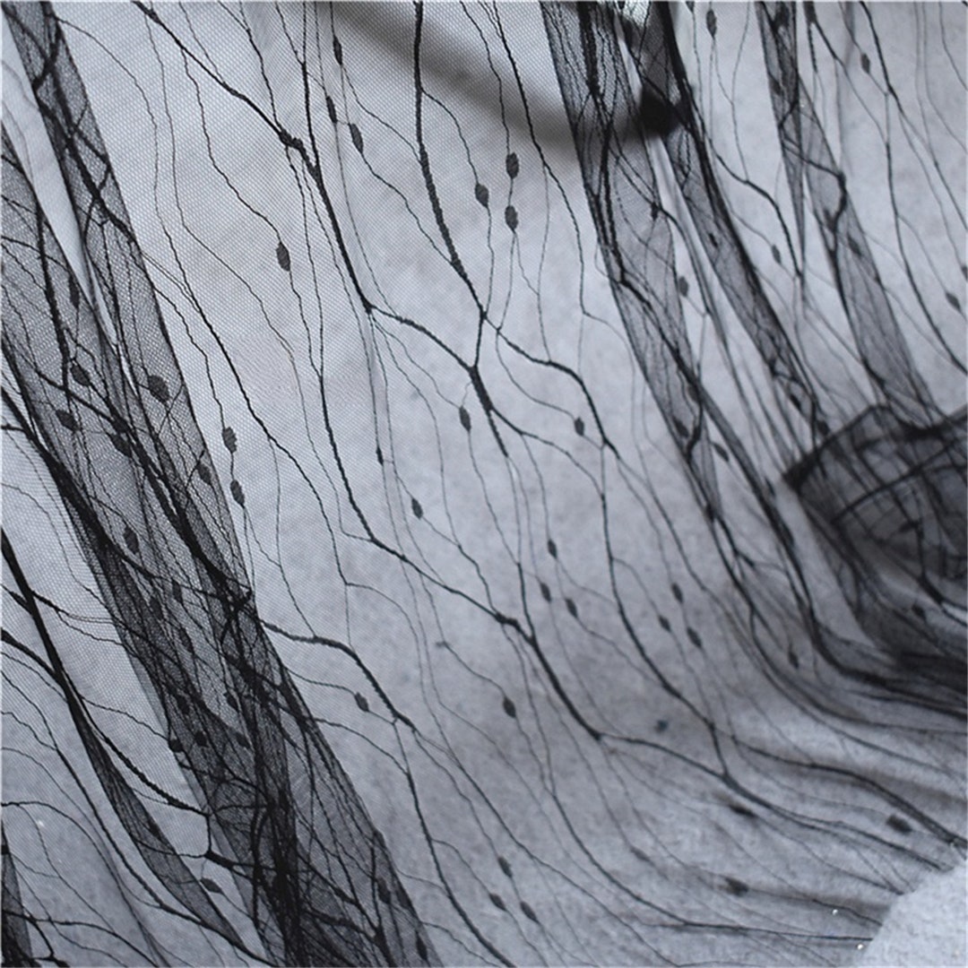 Irregular Branch Mesh Lace Fabric, Embroidery Lightning Dot Lace Fabric ...