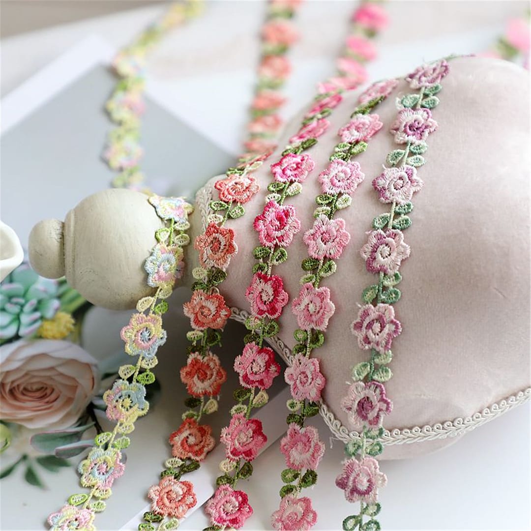 19mm Venice Flower Buds Lace Trim, Ombre Embroidery Ribbon Applique ...