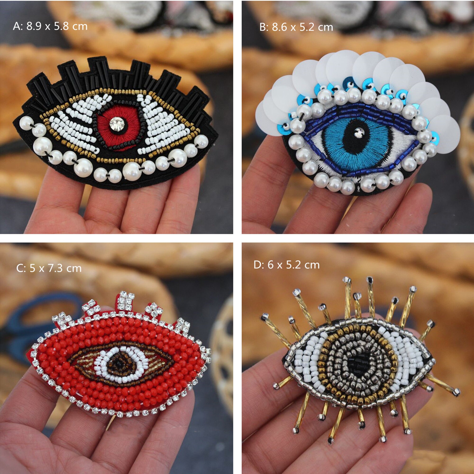 Evil Eyes Beaded Badge, Crying Eye Patch, Colorful Evil Eye ...