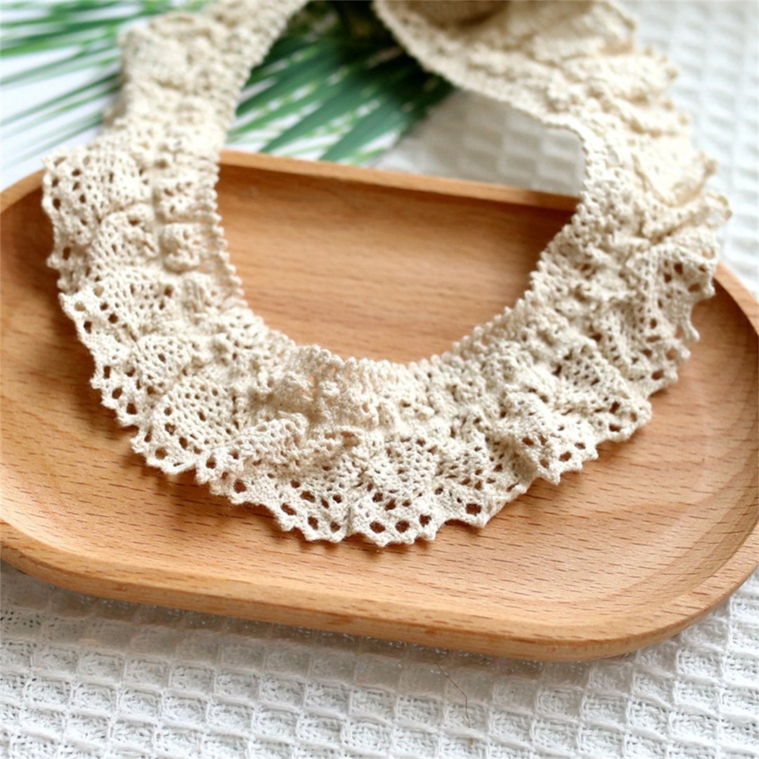1 Yard Stretch Cotton Lace Trim, Hollowed Embroidery Cotton Lace ...