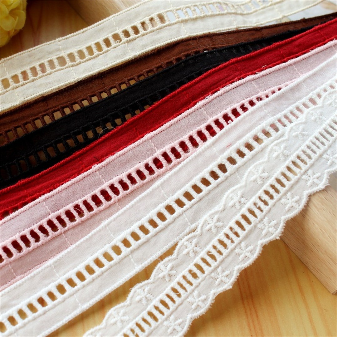 Eyelets Cotton Lace Trim, Embroidery Floral Cotton Lace, Eyelet Cotton ...