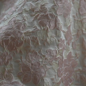 55" Wide Elegant Pink Flowers Embossed Embroidery Jacquard Fabric for ...