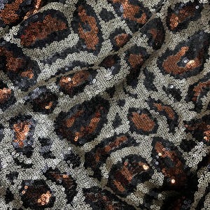 Shiny Leopard Sequin Fabric, Embroidery Sequins Fabric, 51" Wide for ...