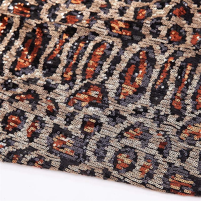 Shiny Leopard Sequin Fabric, Embroidery Sequins Fabric, 51" Wide for ...