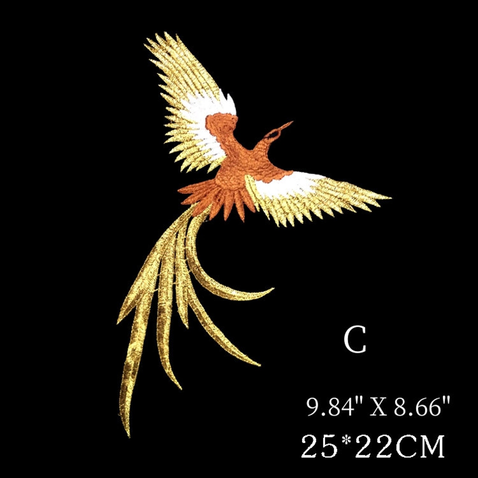 Gold Embroidery Flying Bird Sew on Applique Patch, Birds Embellish ...