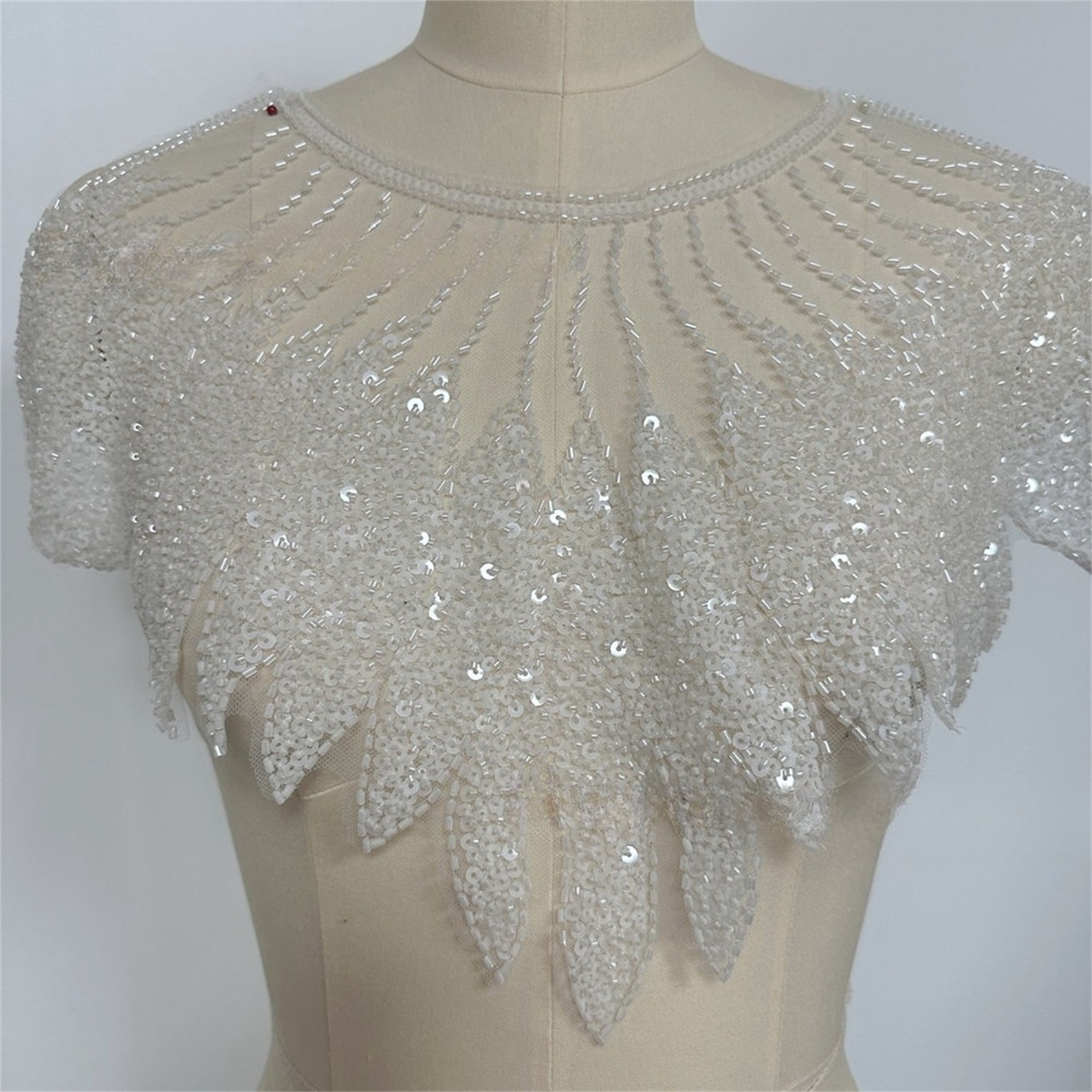 Luxury Gold Silver Black Lace Collar, Beaded Collar Patch, Neckline ...