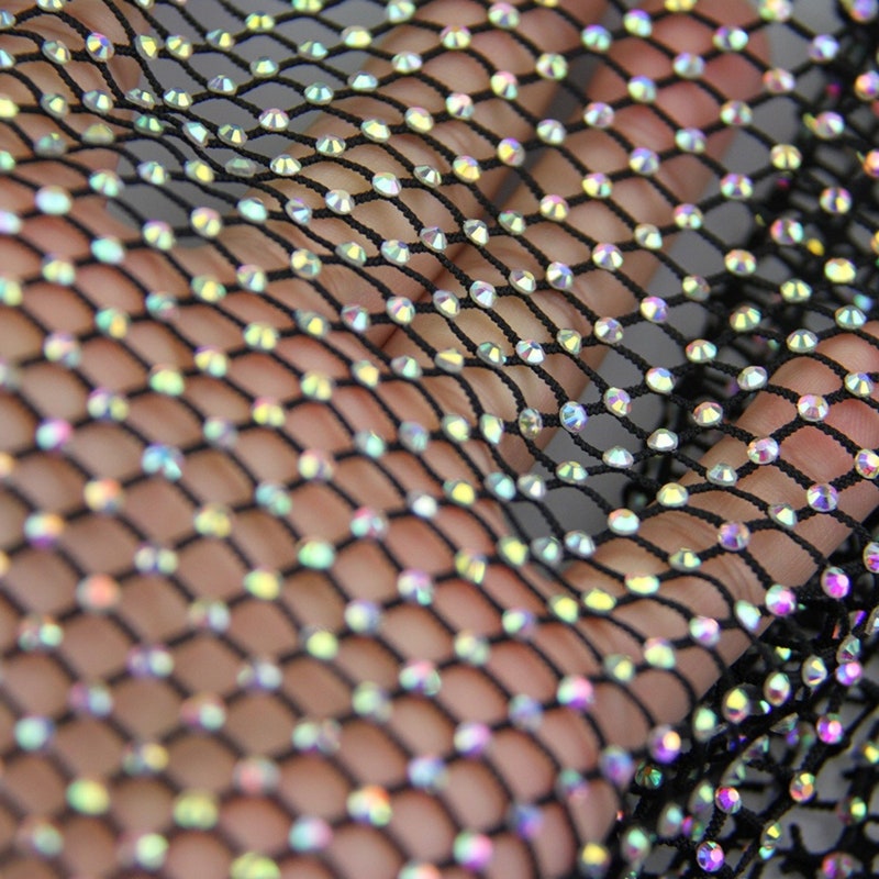 Rhinestone Fishnet Fabric - Etsy