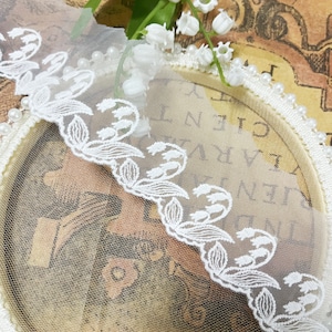Floral Embroidered Lace, Lily of the Valley Floral Lace Trim, Sewing ...