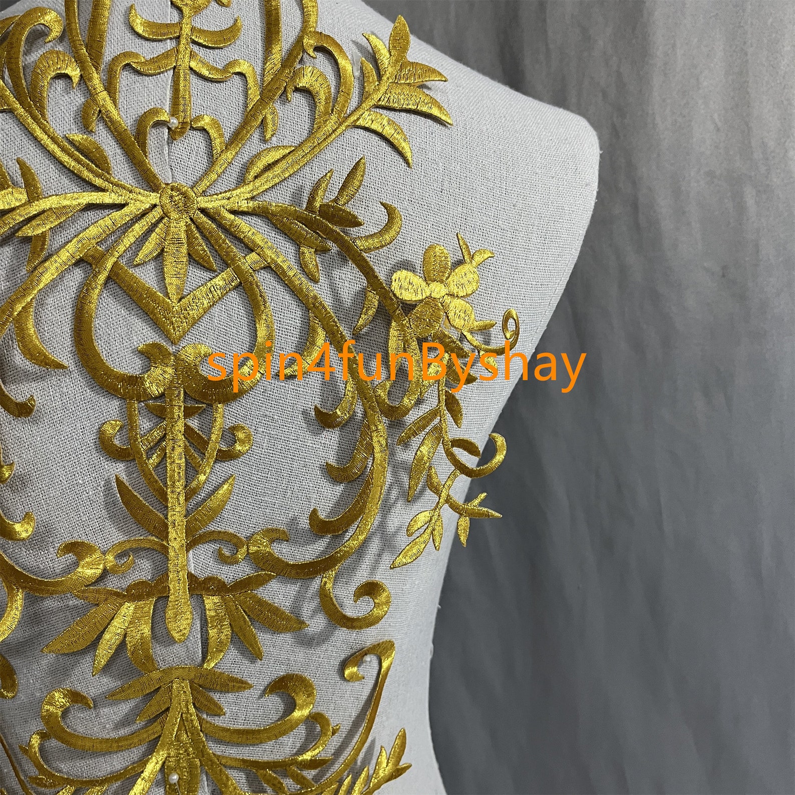 Gold Thread Lace Applique, Vintage Embroidery Baroque Style Iron on ...