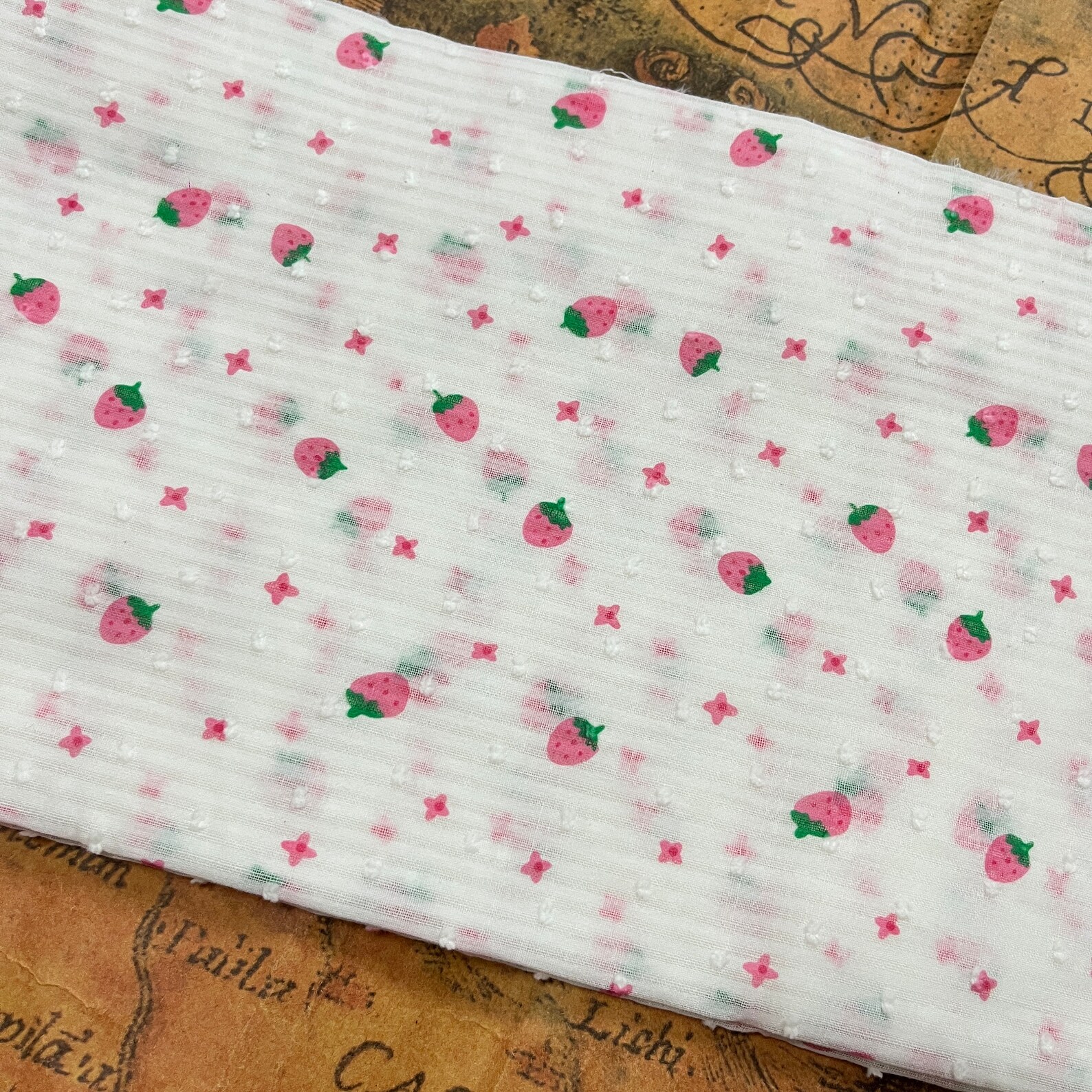 Sweet Strawberry Fabric, Strawberry Print Cotton Fabric With 3D Dots ...