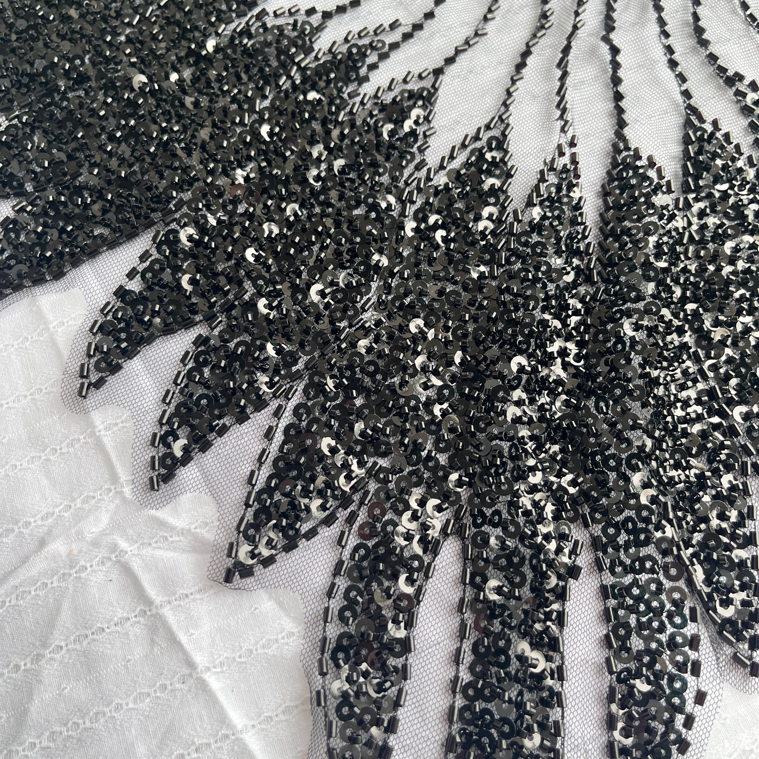 Luxury Gold Silver Black Lace Collar, Beaded Collar Patch, Neckline ...