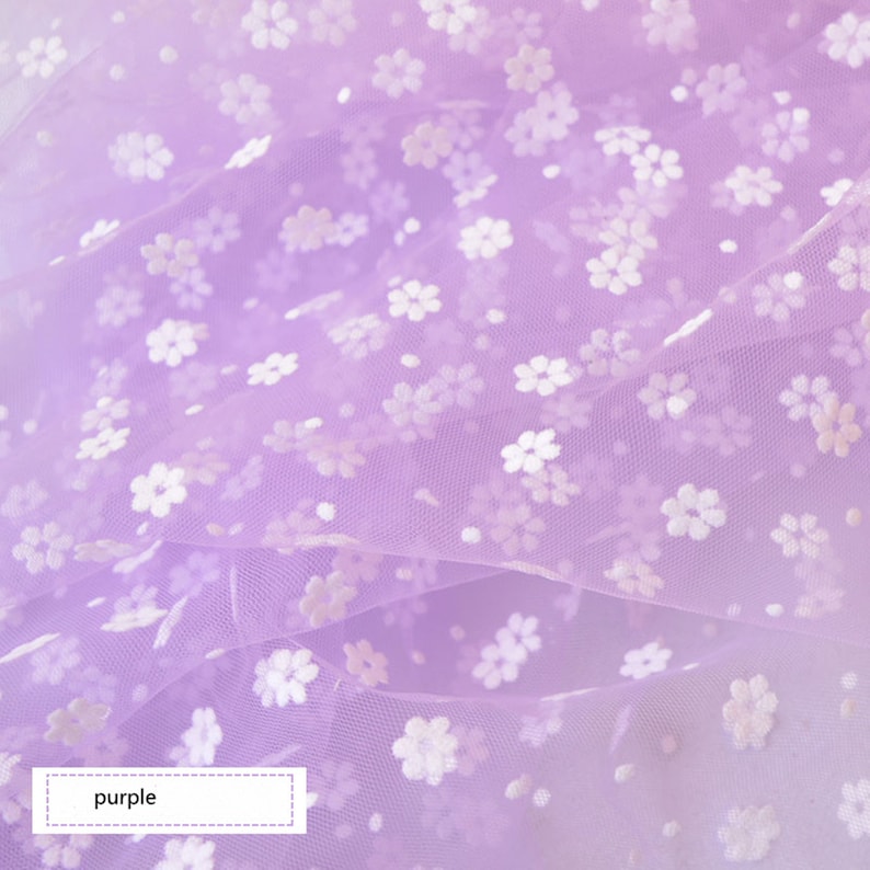 10 Colors Soft Tulle Fabric Flocking Floral Dot Lace Fabric - Etsy