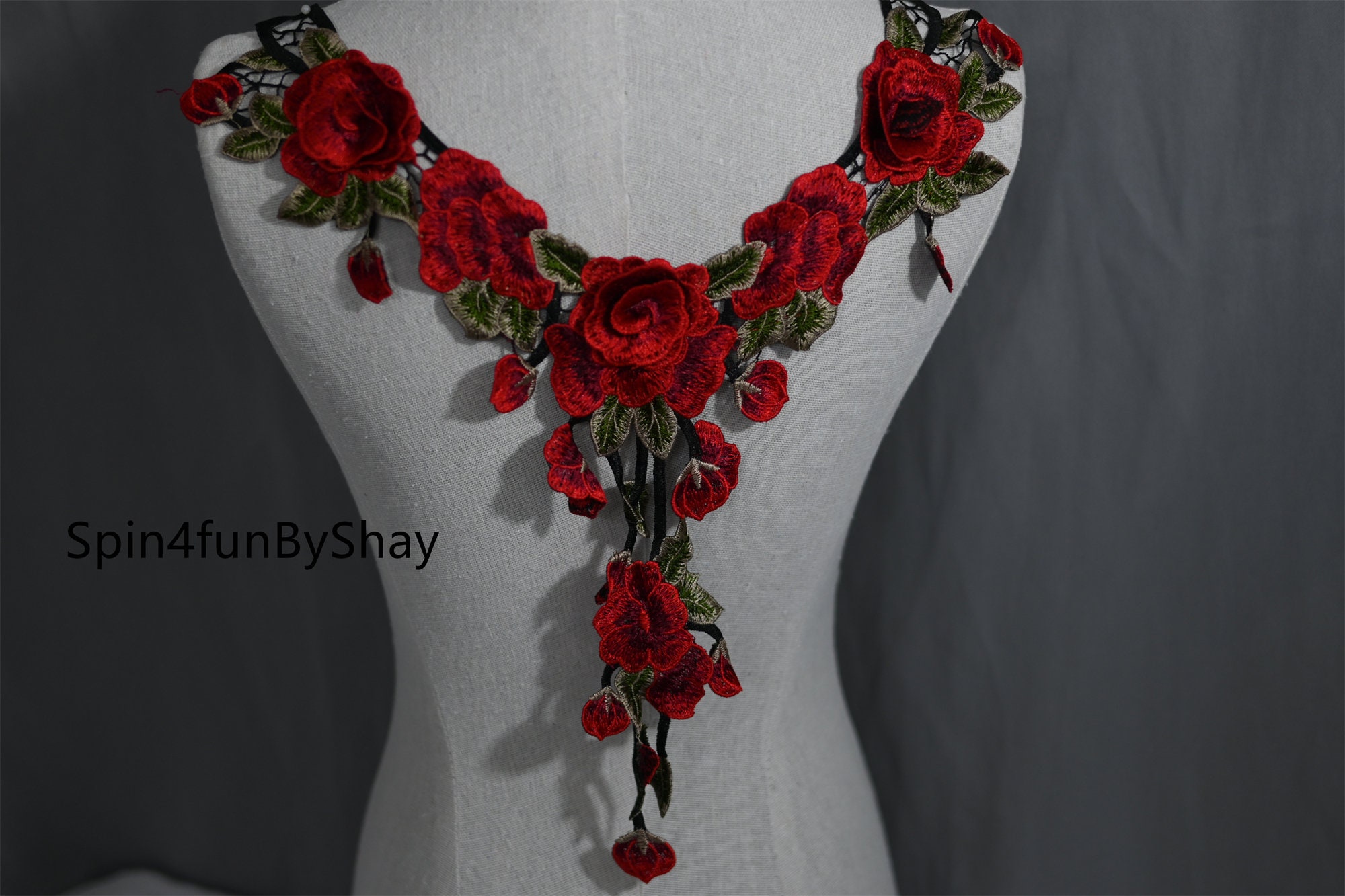 Elegant Red Rose Applique Rose Floral Embroidery Lace - Etsy
