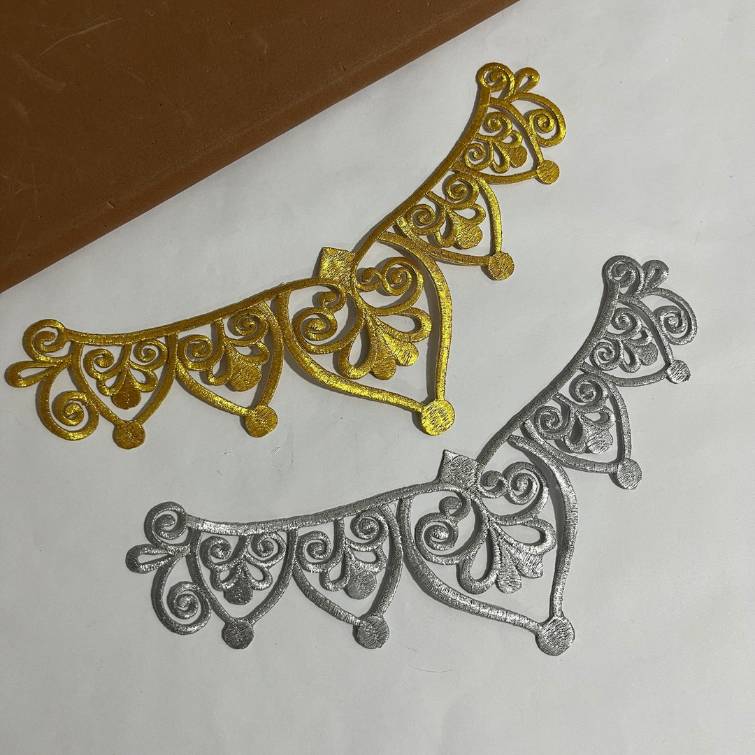 Gold Thread Lace Applique, Vintage Embroidery Baroque Style Iron on ...