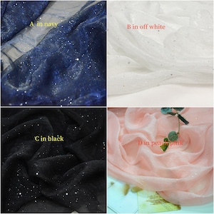 Silver Glitter Chiffon Fabric, Shiny Small Glitter Sequin Stars Fabric ...