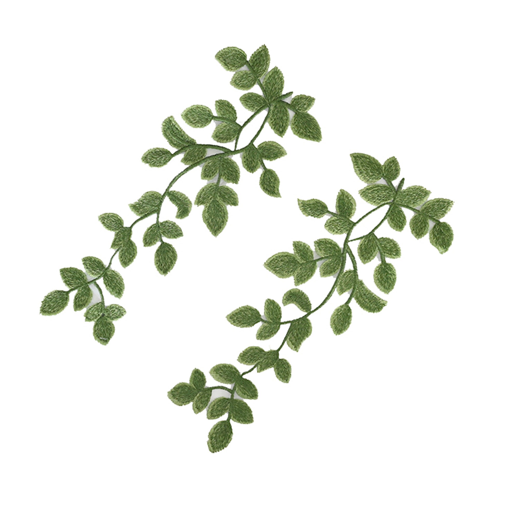 1 Pair Green Leaf Embroidery Applique Leaf Vine Trim Patch - Etsy