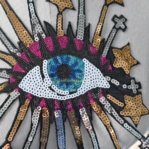 Evil Eye Applique, Sequins Celestial Star Eye Patch, Teadrops Eye Patch ...