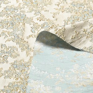 Luxury Gold Blue Floral Emboss Embroidery Jacquard Polyester Fabric for ...