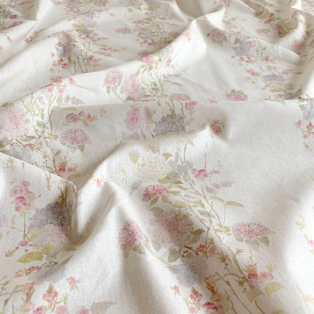 Pretty Flower Printed Cotton Lace Fabric, Stripes Floral Fabric, by the ...