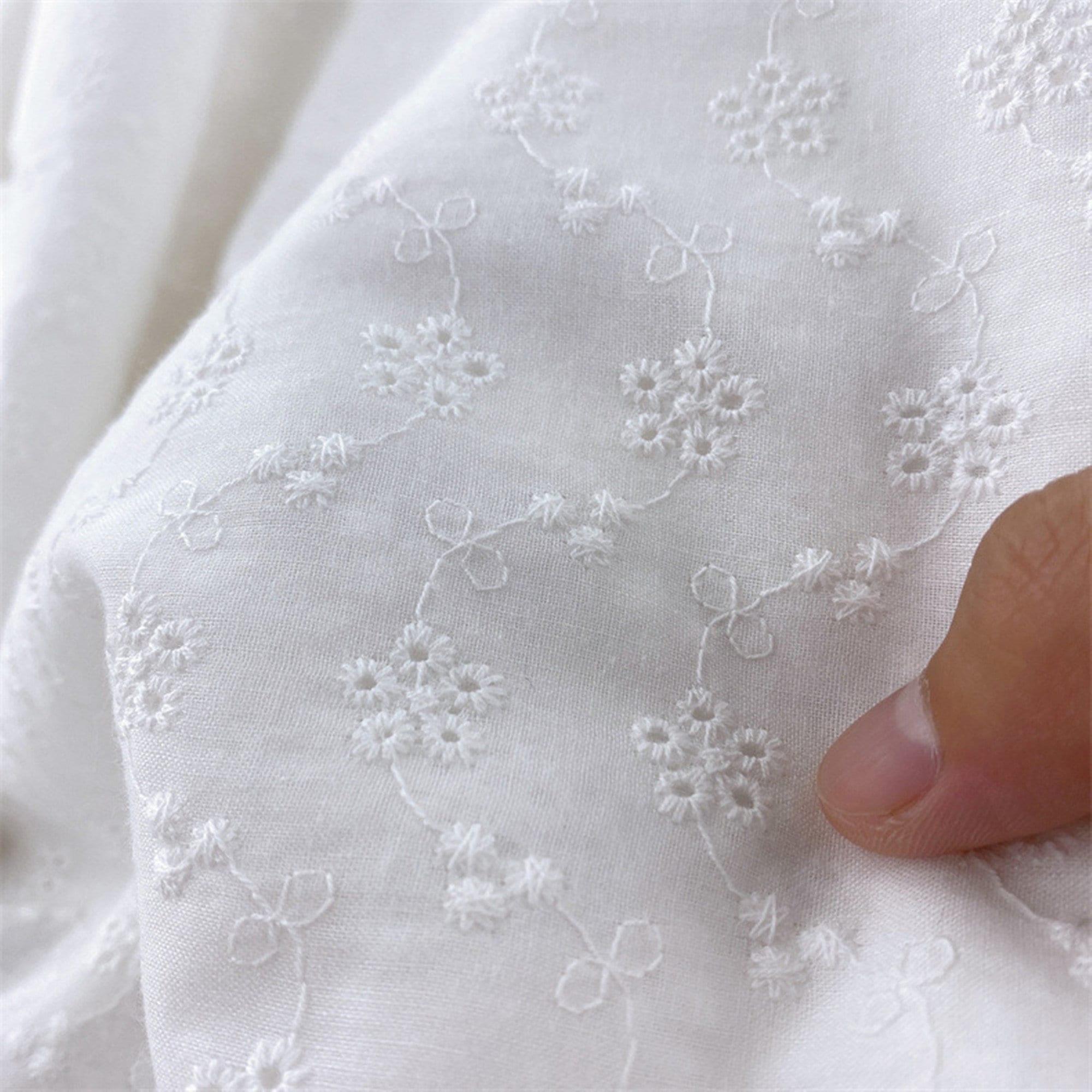 Cotton Fabric Embroidered Cotton Fabric White Cotton Eyelet - Etsy