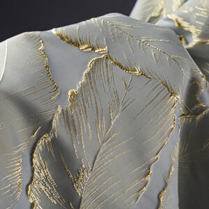 Luxury Gold Leaf Embroidered Jacquard Fabric, Embossed Leaf Fabic ...